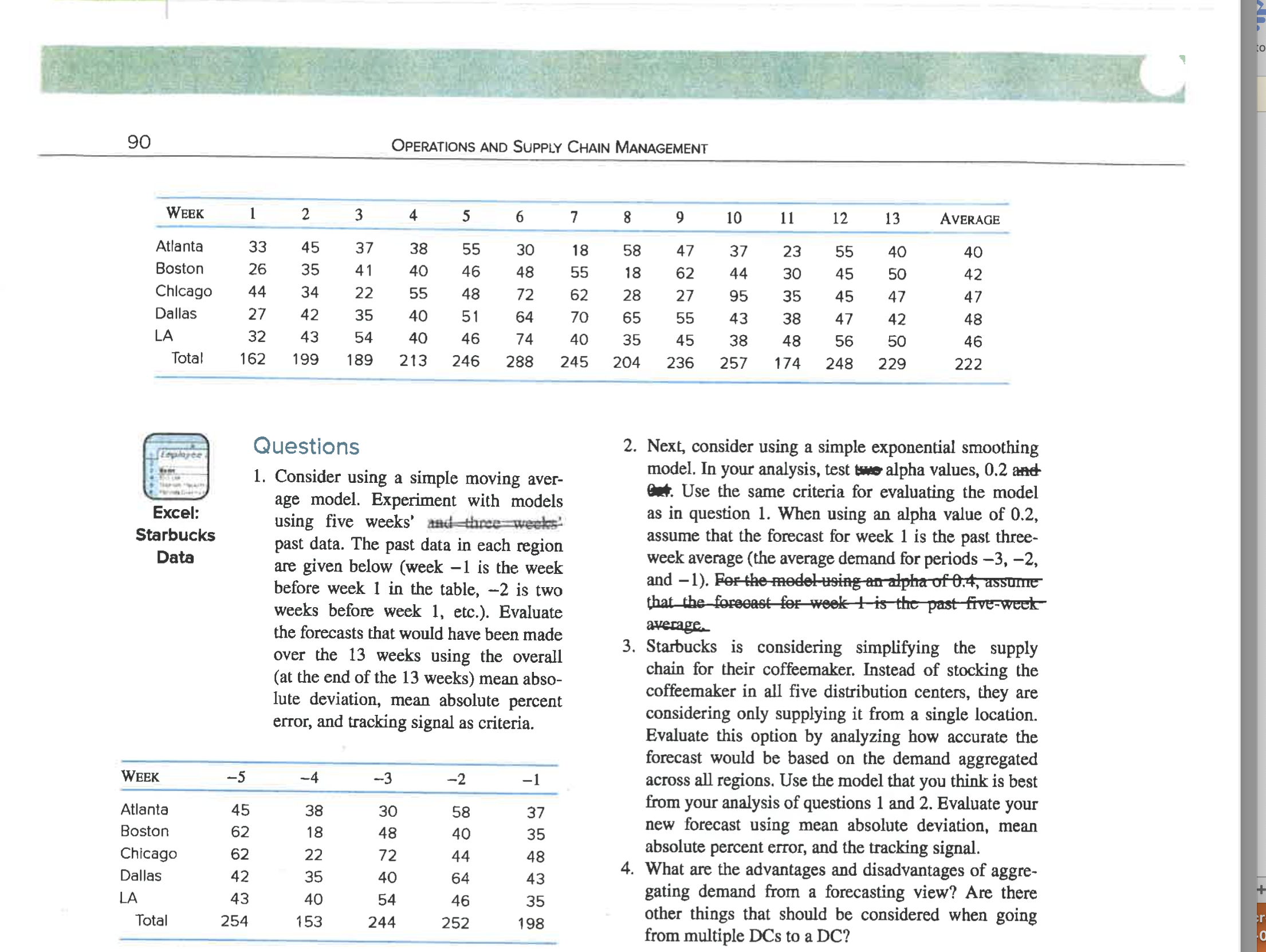 (1) Forecast using a 5-week SMA model from period 1 | Chegg.com