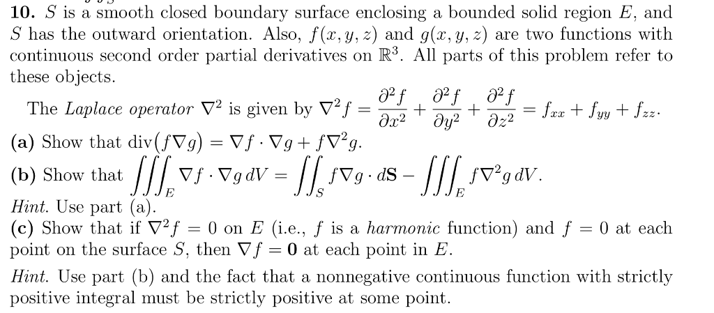 Solved 10. S is a smooth closed boundary surface enclosing a | Chegg.com