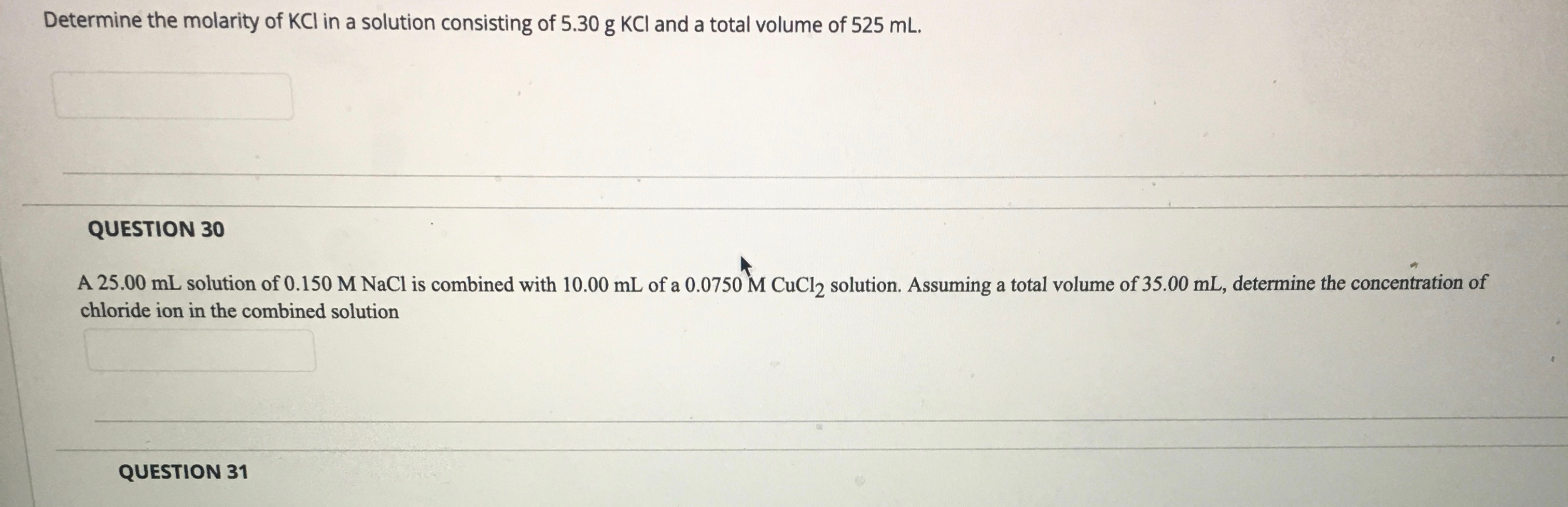 Solved Determine the molarity of KCl in a solution | Chegg.com