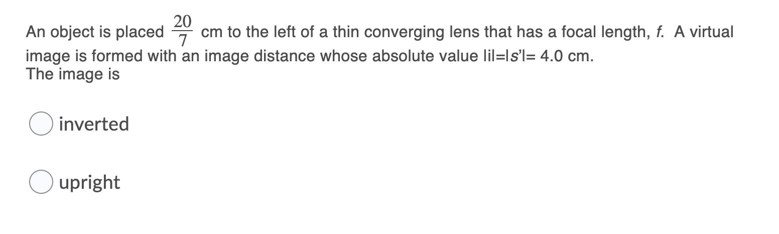 Solved An object is placed 20 cm to the left of a thin | Chegg.com