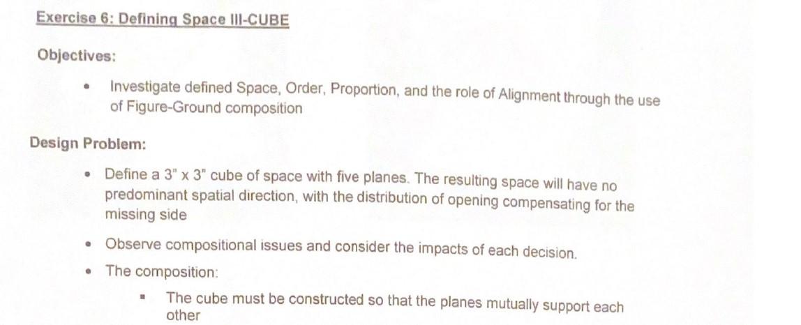 Exercise 6: Defining Space III-CUBE Objectives: - | Chegg.com