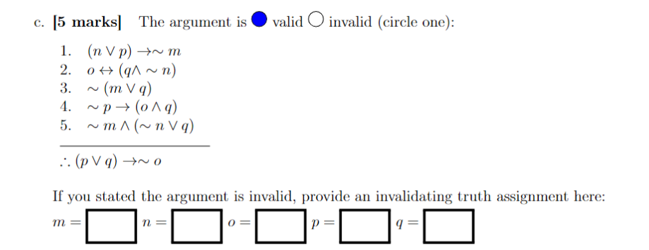 Solved For each of the following logical arguments, either | Chegg.com