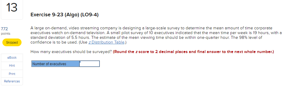 Solved 13 Exercise 9-23 (Algo) (LO9-4) 7.72 points A large | Chegg.com