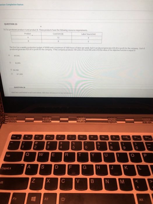 Solved stion Completion Status QUESTION 23 icToc produces | Chegg.com