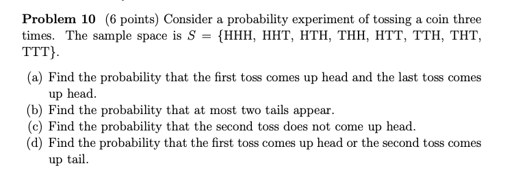 Solved Problem 10 (6 points) Consider a probability | Chegg.com