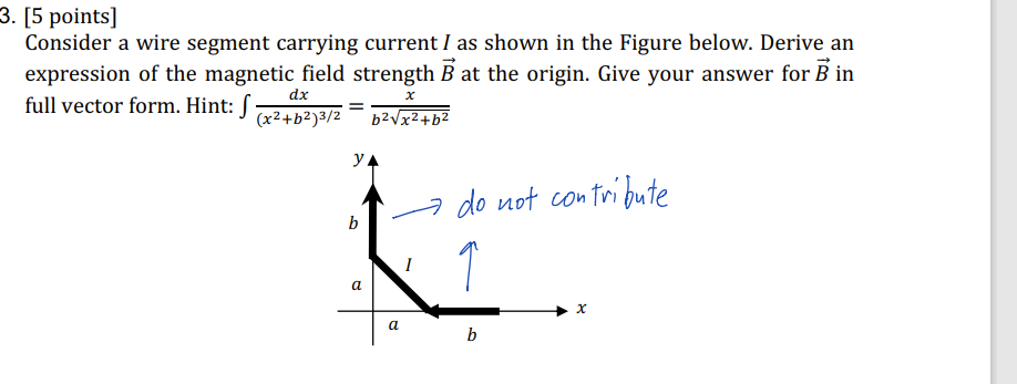Solved 3. [5 points] Consider a wire segment carrying | Chegg.com