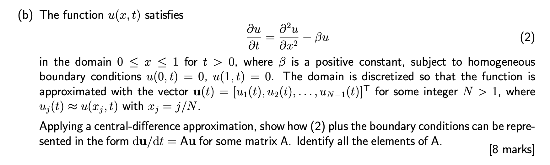 Solved (b) The function \\( u(x, t) \\) satisfies \\[ | Chegg.com