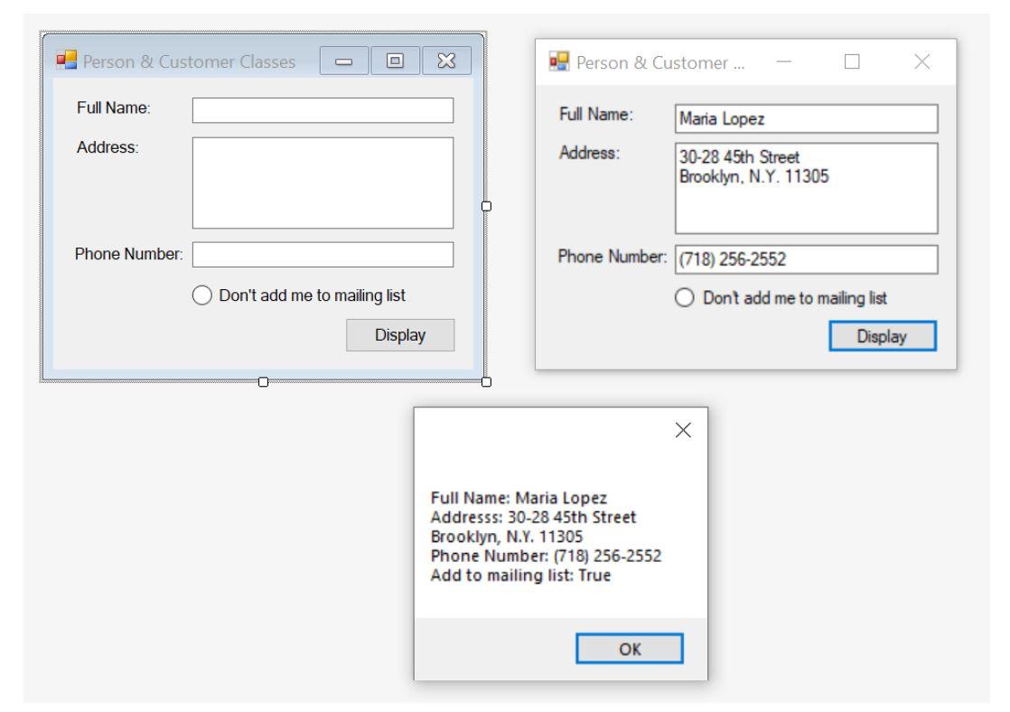 Solved PERSON AND CUSTOMER Classes Design a class named | Chegg.com