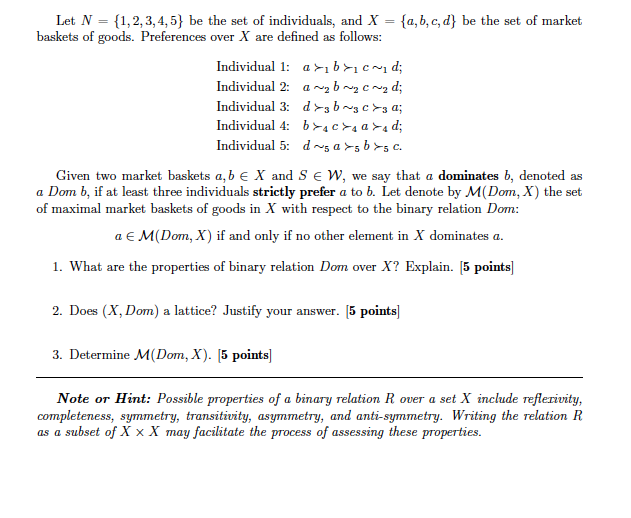 Solved Let \\( N=\\{1,2,3,4,5\\} \\) be the set of | Chegg.com