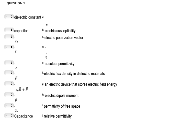 Solved QUESTION 1 dielectric constant a. . ε b. electric | Chegg.com