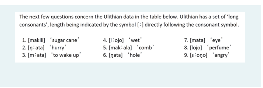 Solved The next few questions concern the Ulithian data in | Chegg.com