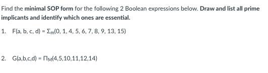 Solved Find the minimal SOP form for the following 2 Boolean | Chegg.com