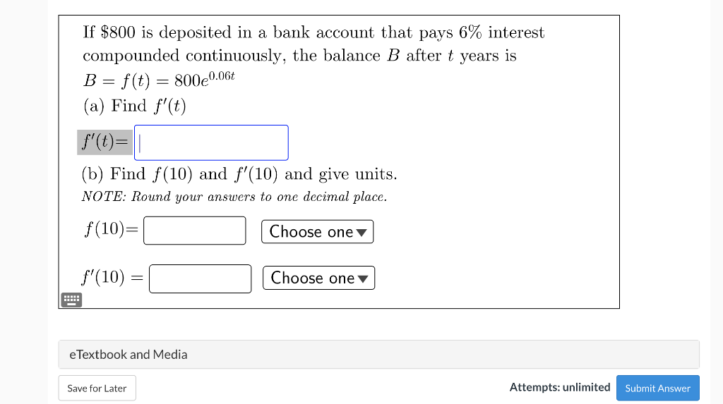 Solved If $800 is deposited in a bank account that pays 6% | Chegg.com