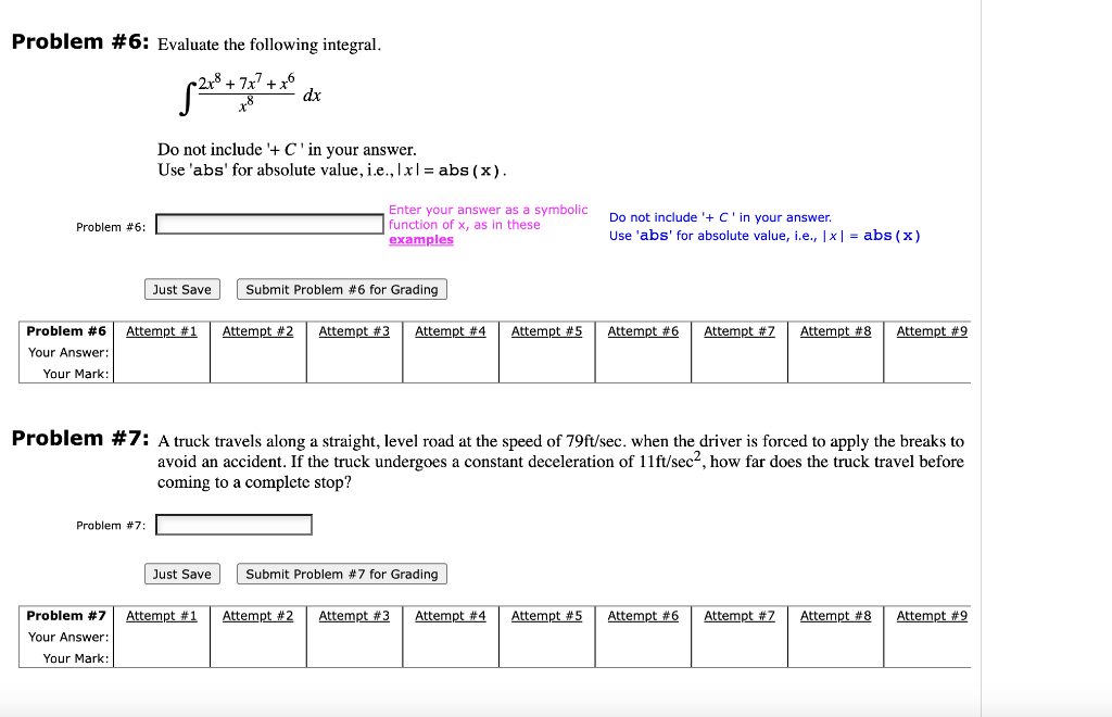 Solved Problem \# 6: Evaluate the following integral. | Chegg.com