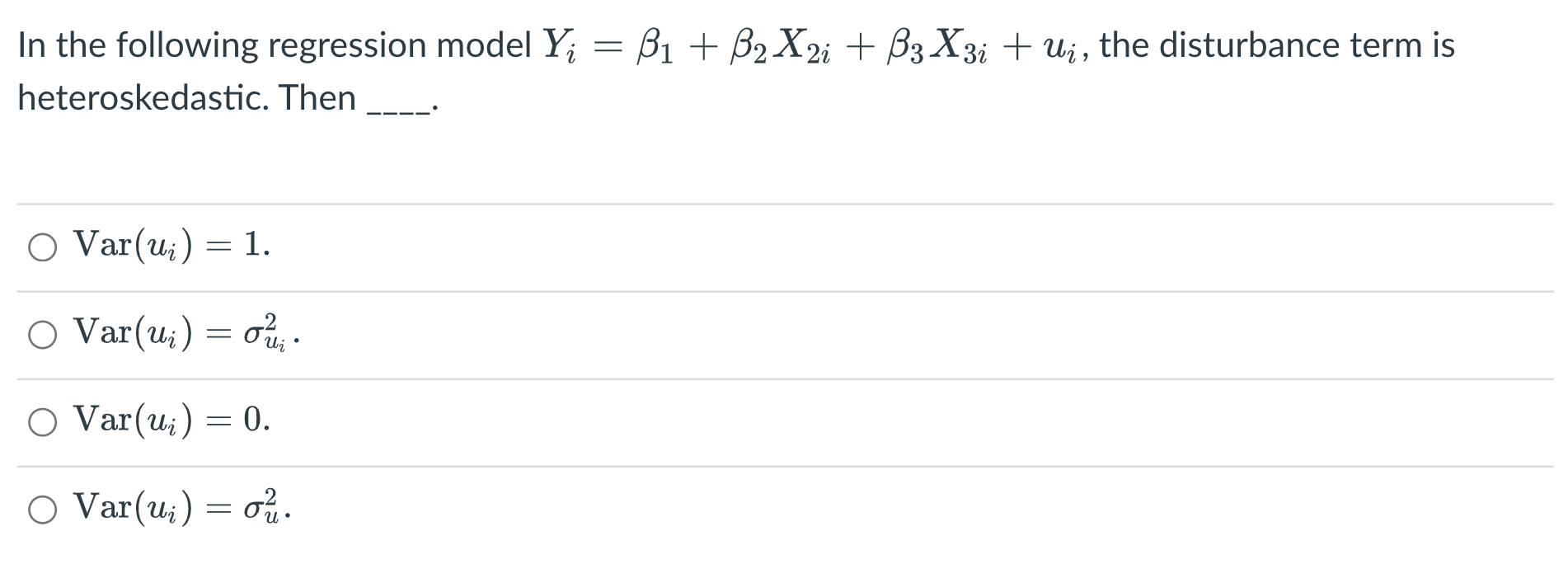 Solved In the following regression model | Chegg.com