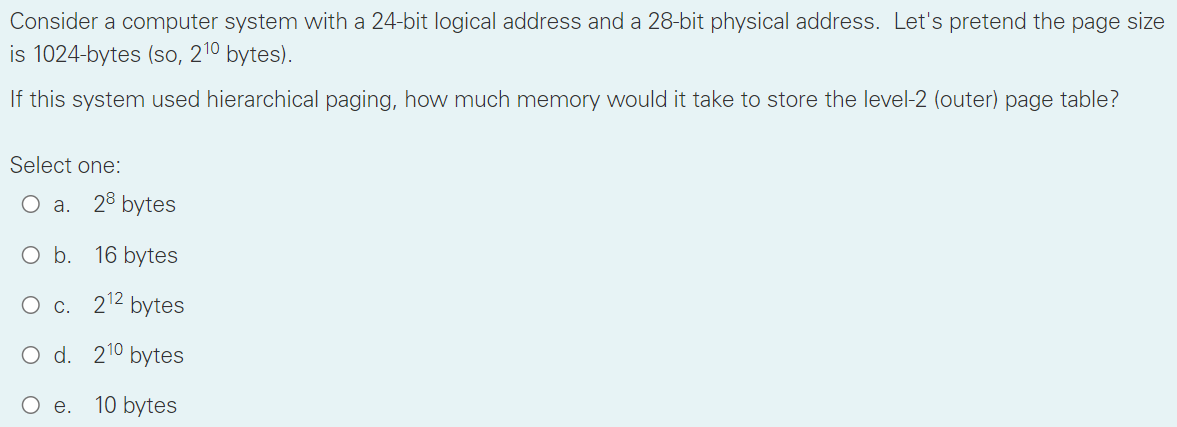 Solved Consider A Computer System With A 24-bit Logical 