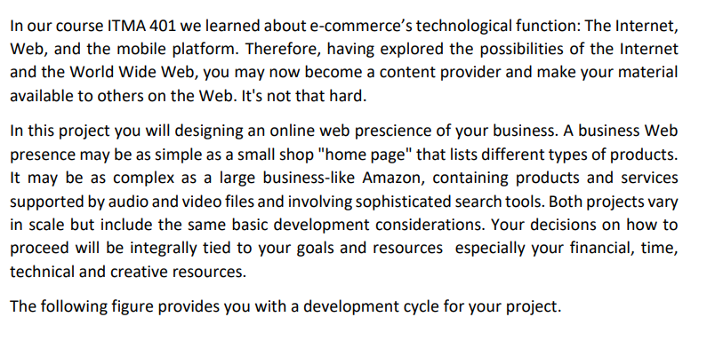 In our course ITMA 401 we learned about e-commerce's | Chegg.com