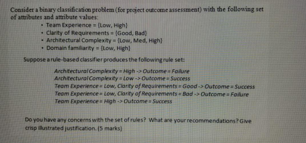 Solved Consider a binary classification problem (for project | Chegg.com