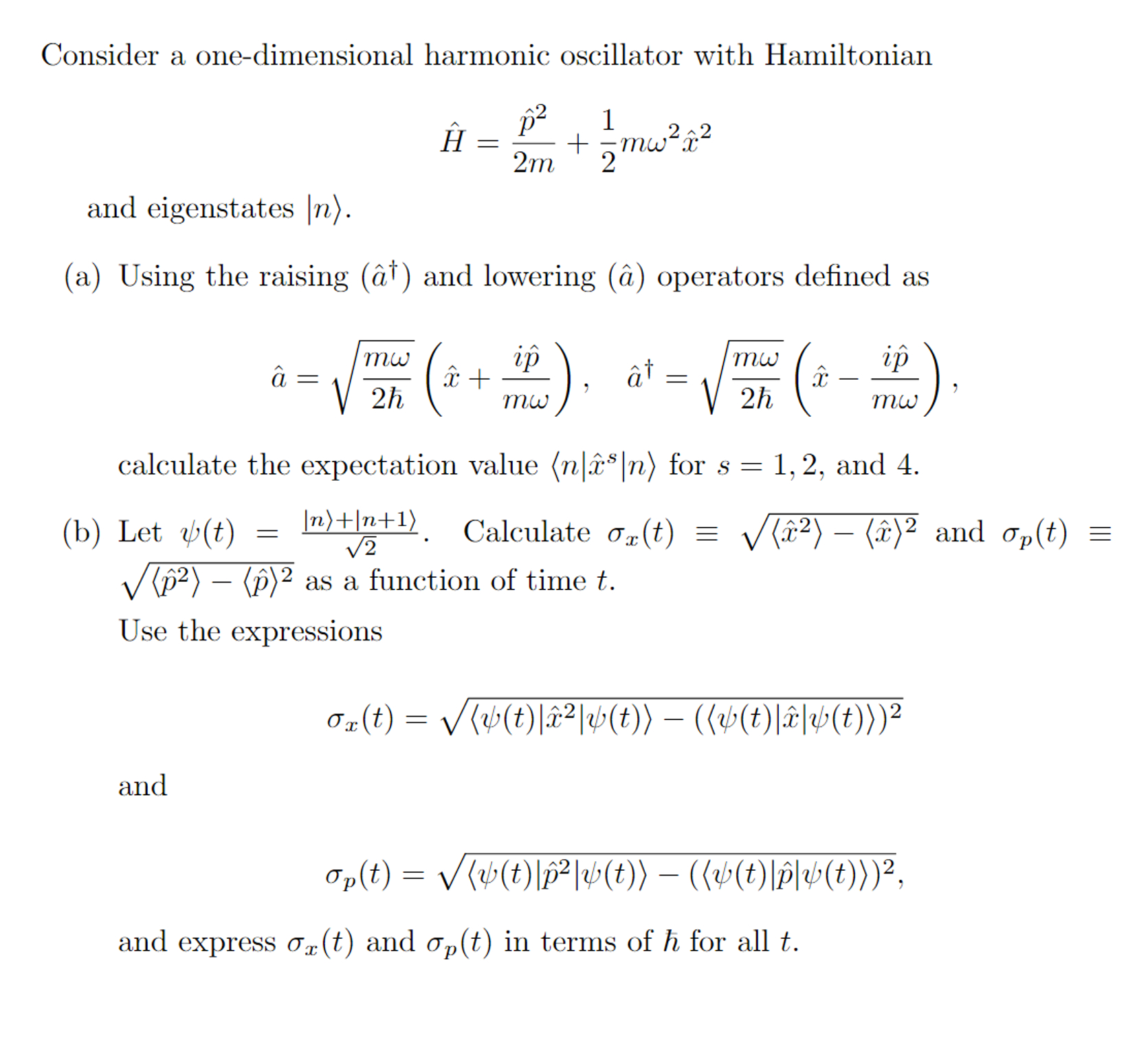 Solved Consider a one-dimensional harmonic oscillator with | Chegg.com
