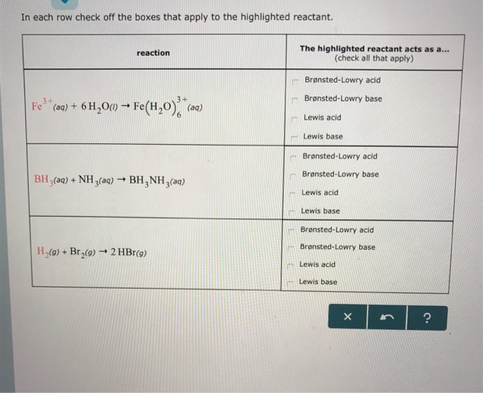 Solved In Each Row Check Off The Boxes That Apply To The 