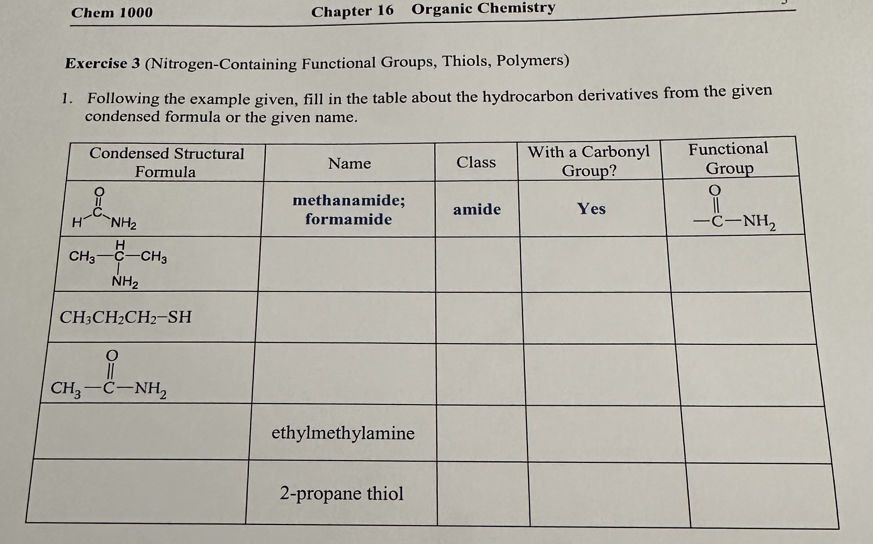 Solved Exercise 3 Nitrogen Containing Functional Groups