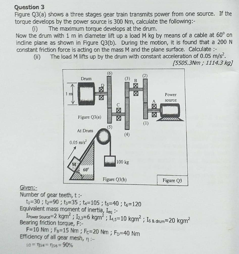 Solved Question 3 Figure 03(a) shows a three stages gear | Chegg.com