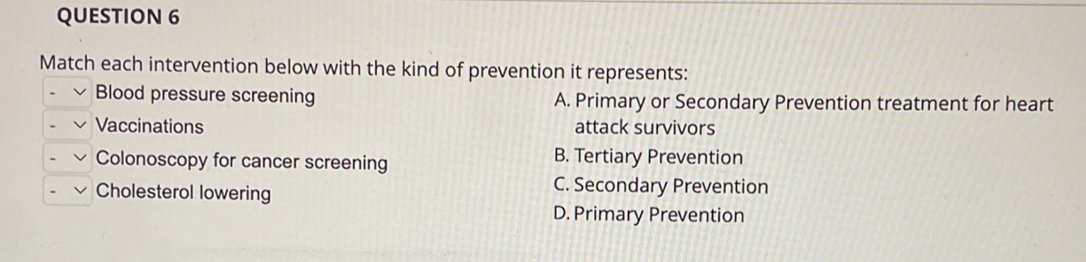 Solved QUESTION 6Match each intervention below with the kind | Chegg.com