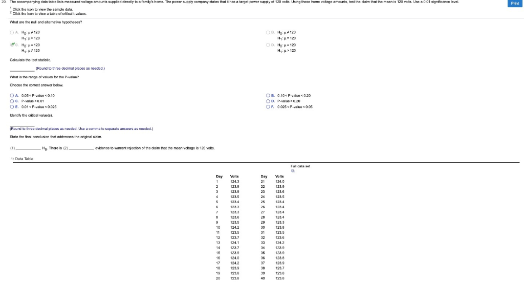 Solved The accompanying data table lists measured voltage | Chegg.com