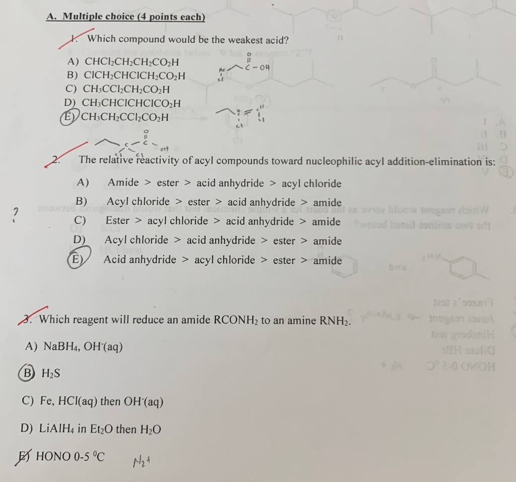 Solved A. Multiple choice (4 points each) Which compound | Chegg.com