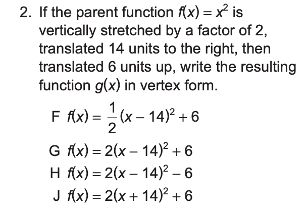 Solved 2. If the parent function f(x) = x2 is vertically | Chegg.com