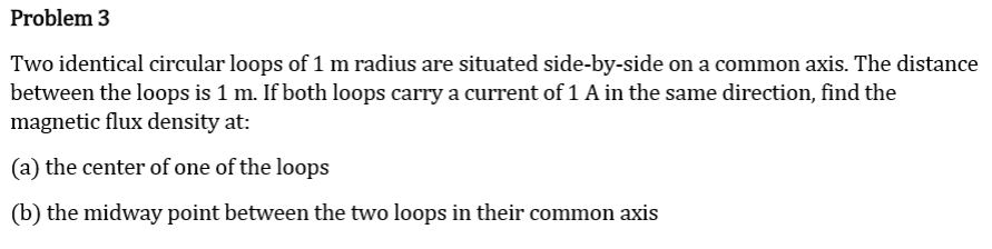 Solved Problem 3 Two identical circular loops of 1 m radius | Chegg.com