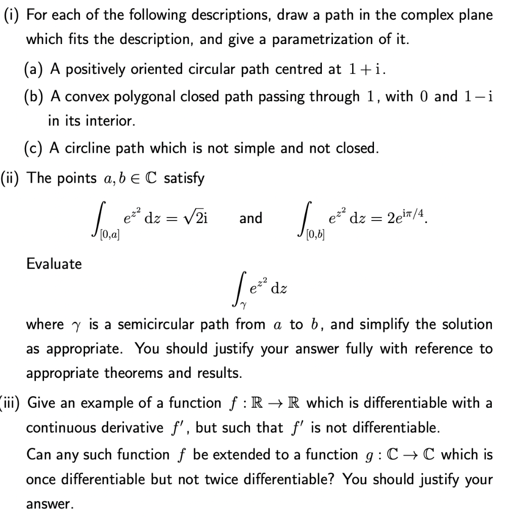 Solved (i) For each of the following descriptions, draw a | Chegg.com