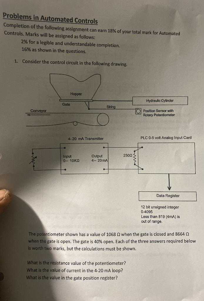 Solved Problems in Automated Controls Completion of the | Chegg.com