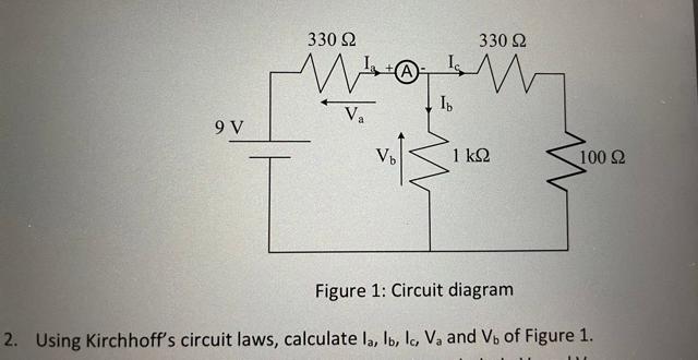 Solved Figure 1: Circuit diagram Using Kirchhoff's circuit | Chegg.com