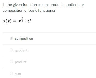 Solved Is the given function a sum, product, quotient, or | Chegg.com