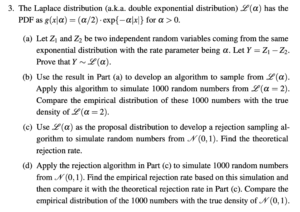 Solved 3. The Laplace distribution (a.k.a. double | Chegg.com