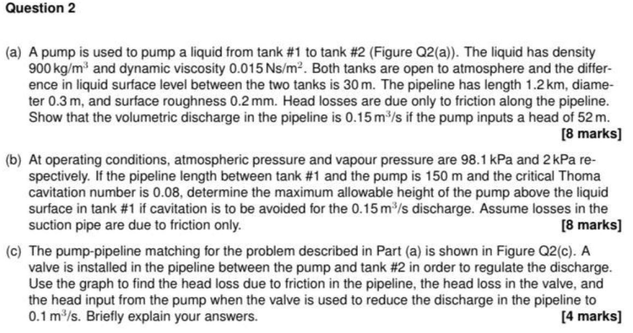 Solved Figure Q2(c)(a) A pump is used to pump a liquid from | Chegg.com