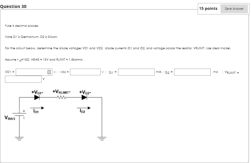 Solved For the circuit below, determine the diode voltages | Chegg.com