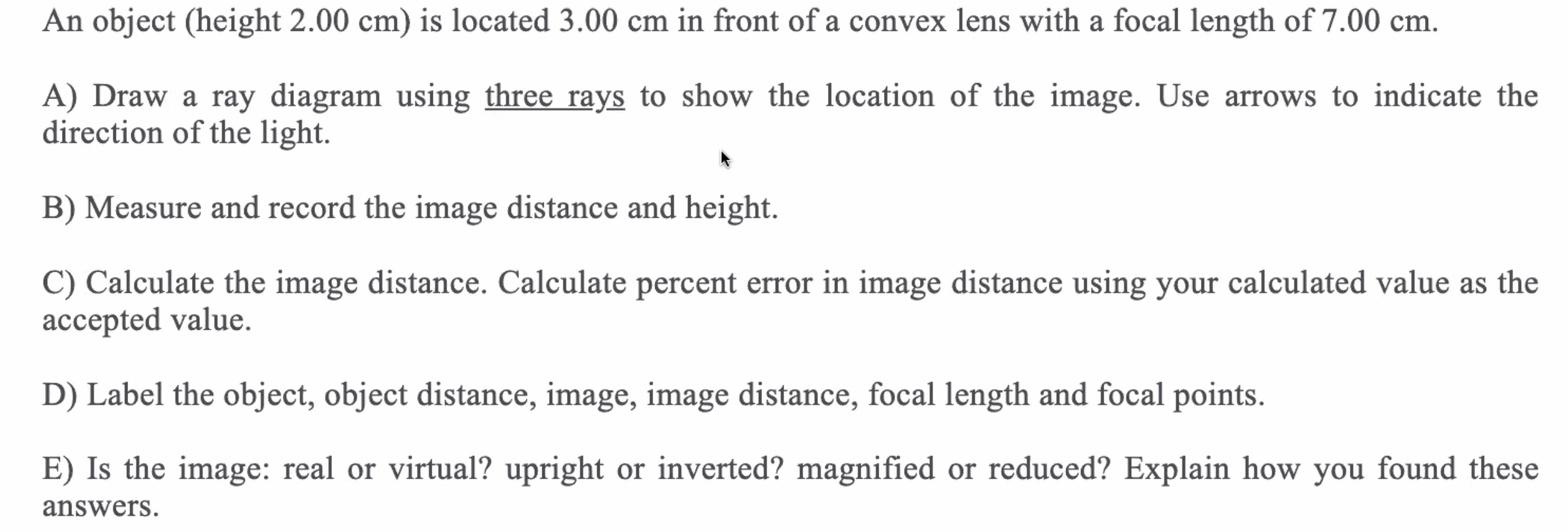 Solved An object (height 2.00 cm) is located 3.00 cm in | Chegg.com