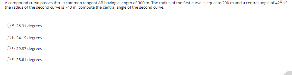 Solved A compound curve passes thru a common tangent AB | Chegg.com