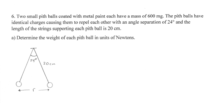 Solved 6. Two small pith balls coated with metal paint each | Chegg.com
