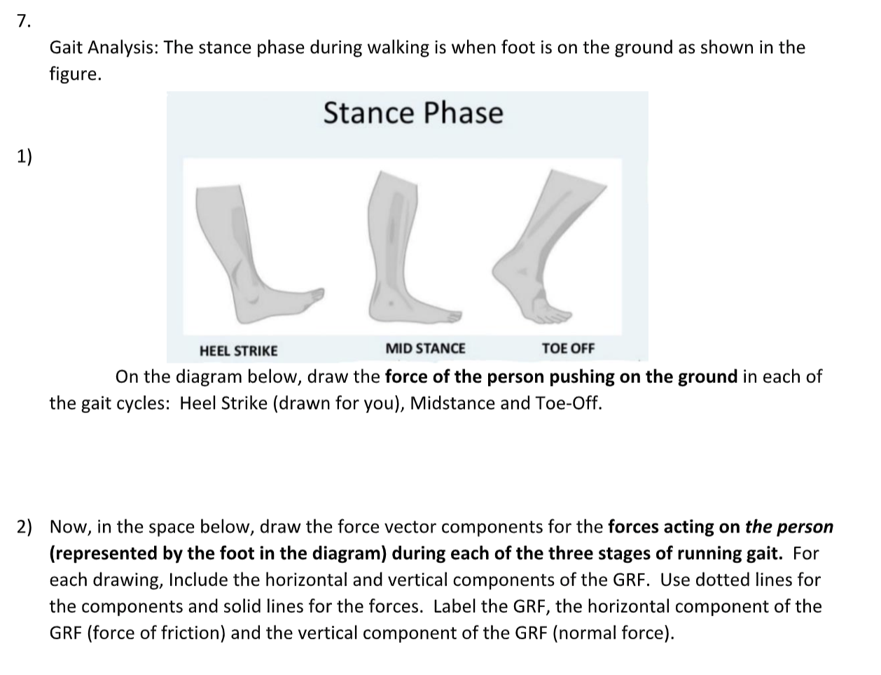 Solved Gait Analysis: The stance phase during walking is | Chegg.com
