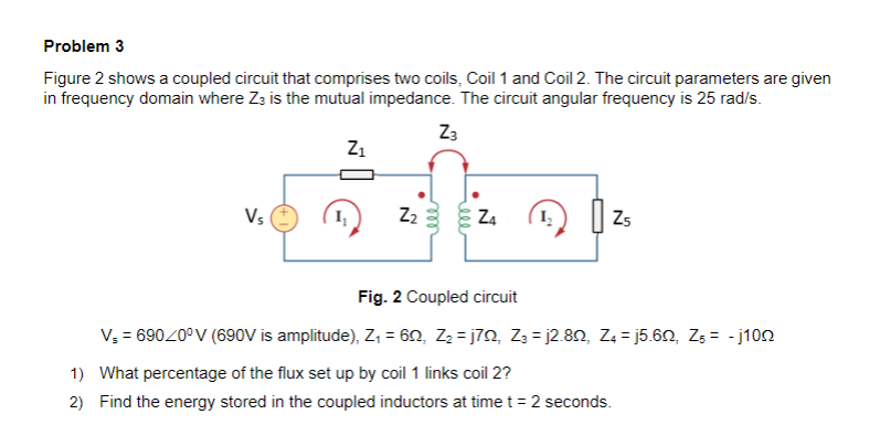 Solved Problem 3 Figure 2 shows a coupled circuit that | Chegg.com