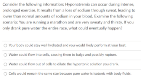 Solved Consider the following information: Hyponatremia can | Chegg.com