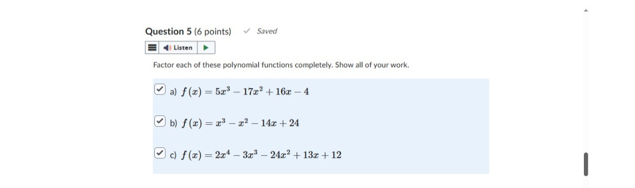 Solved Question 5 (6 ﻿points)Factor each of ﻿these | Chegg.com