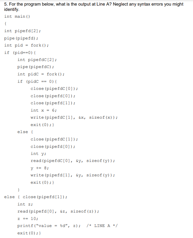 Solved 5. For the program below, what is the output at Line | Chegg.com