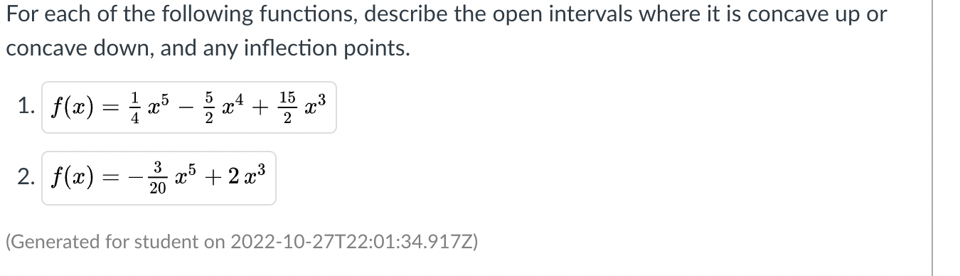 Solved For each of the following functions, describe the | Chegg.com
