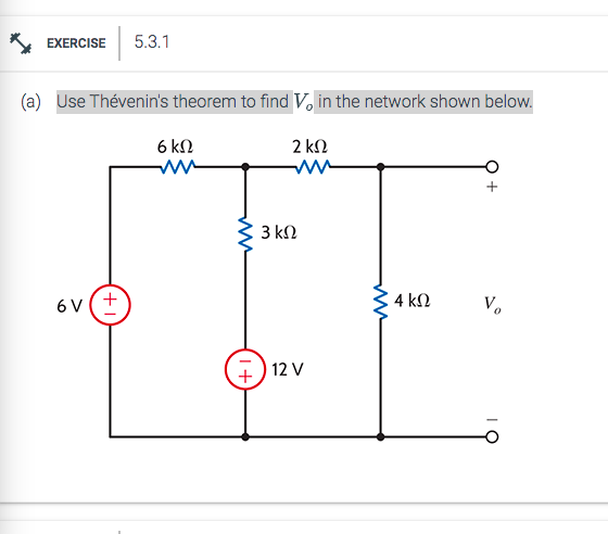 Solved a) Use Thévenin's theorem to find Vo in the network | Chegg.com