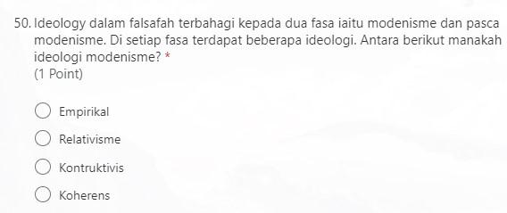 54. Ciri utama pasca moden ialah 1. Anti-realis. II. | Chegg.com