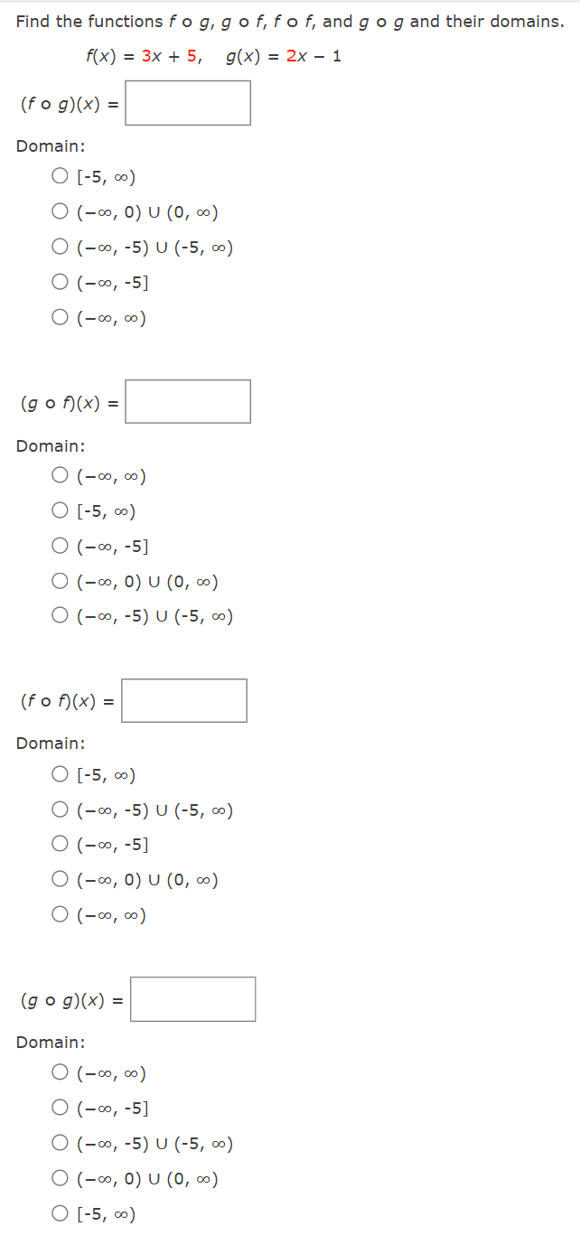 Solved Find the functions f@g,g@f,f@f, ﻿and g@g ﻿and their | Chegg.com